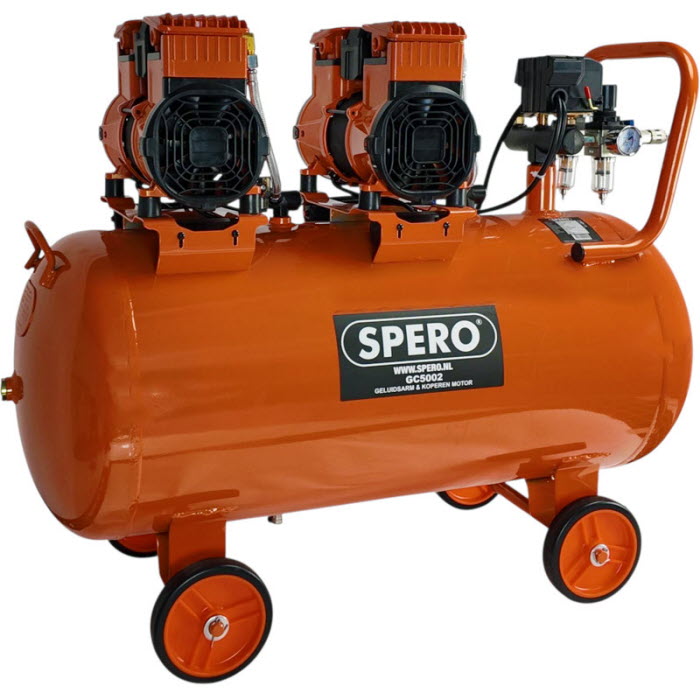 200Ltr - 2960W-4PK HIGH SPEED 500 L/min Olievrije Silent Compressor ...