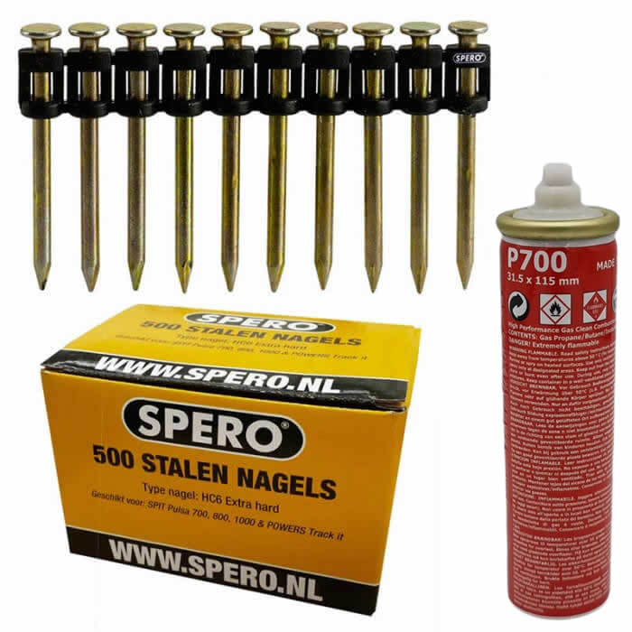 38mm x 3.0 - 500 Extra Hard SPERO Beton & Staal Nagels Passend Spit ...