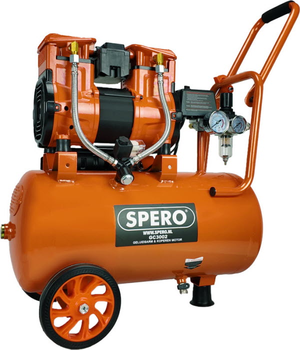 24Ltr - 1480W-2PK HIGH SPEED 250 L/min Olievrije Silent Compressor ...