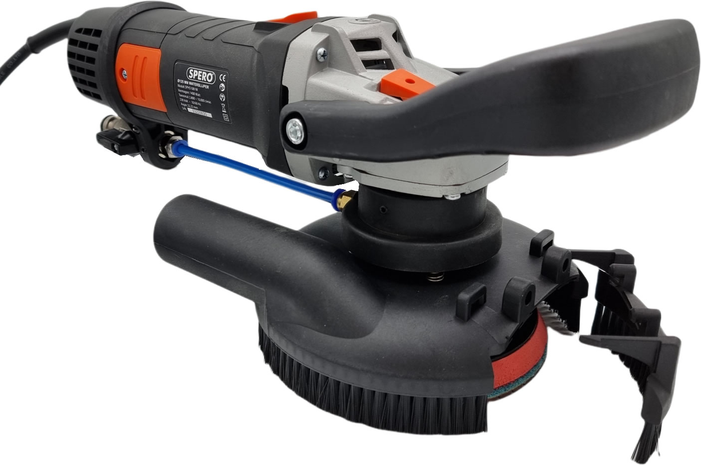 Polijstmachine watergekoeld -1200Watt met verende stofkap & afneembare neus